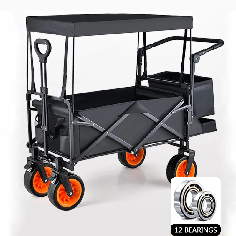 Garden Wagon Trolley Fishing Cart Foldable Trolley Push Pull Stroller ...