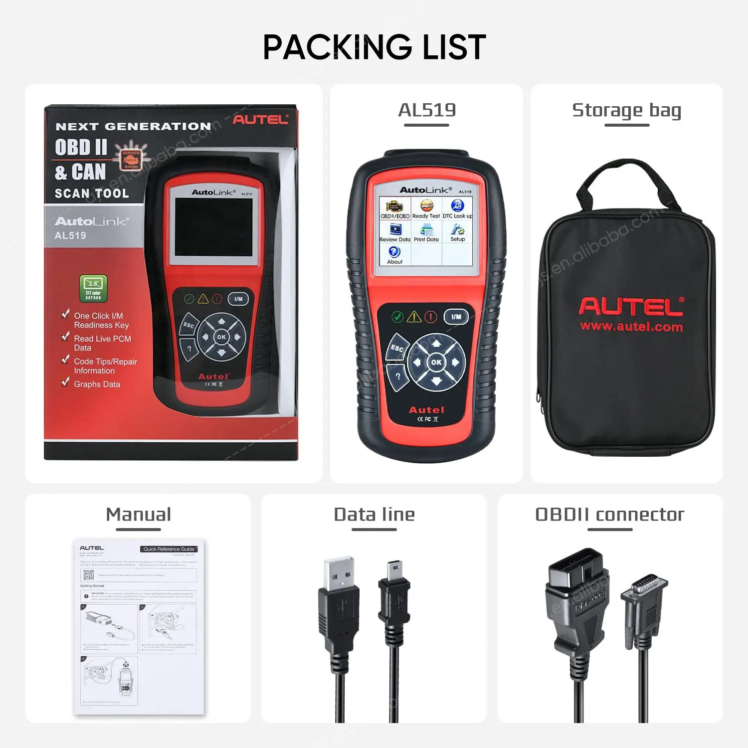 Alibaba.com: Autel AutoLink AL519 OBD2 Scanner supports CAN code reading, diagnostic tool for ...