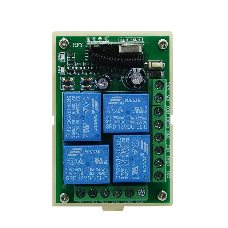 433mhz Dc 12v Universal Wireless Rf Remote Control Switch 4ch Relay Radio Receiver Module And ...