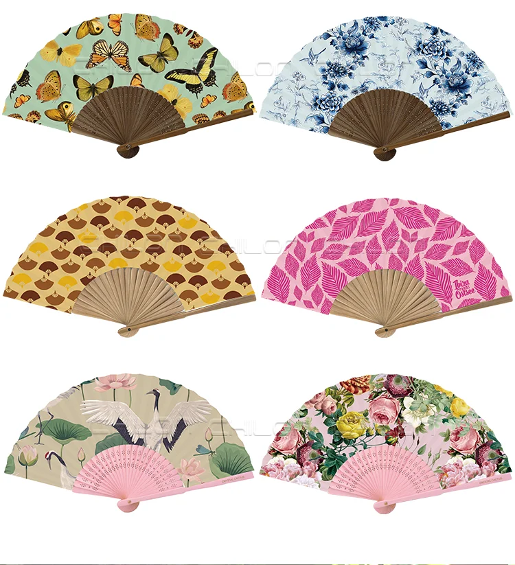 Chilon Advertising Paper Folding Hand Fans Bamboo Skeleton Personalized ...