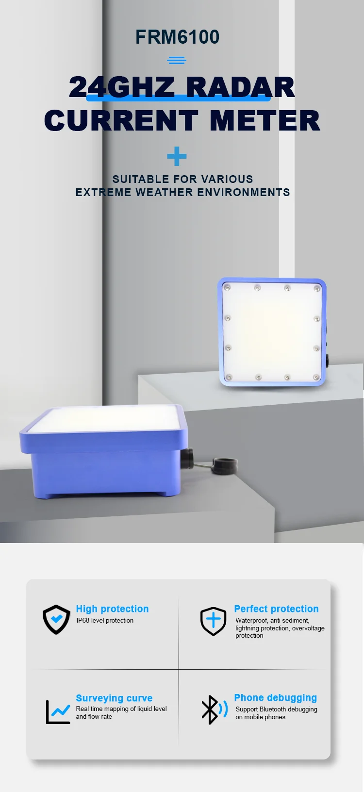 Frm6100 K-band Radio Wave Velocity Meter Open Channel Current Speed ...