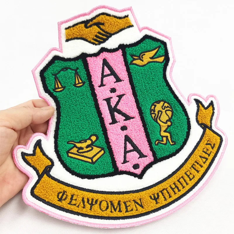 Best Selling Greek Letter No Minimum Custom Pink And Green Chenille Aka ...