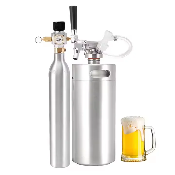 10L Mini Growler,Pressurized Beer Keg Set with 90 PSI Co2 Charger & Co2 ...