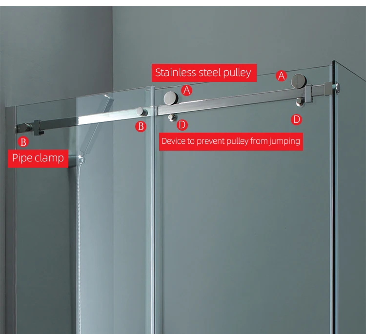 Frameless Glass Shower Room Rolling Barn Sliding Door Track Hardware ...