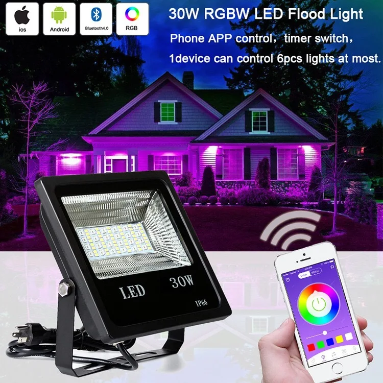 Outdoor 30w 50w Smart Rgb Flood Lights App Control Multi Color Aluminum ...