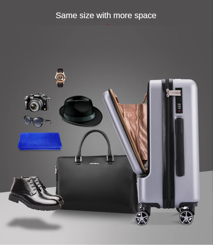 2024 New Front Opening Trolley Bag Case Female Suitcase 20 Inch Men's ...