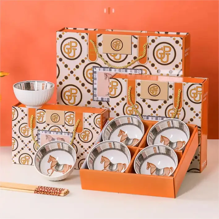 Light Luxury Horse Pattern Gift Bowl Set Hot Sale Ceramic Bowls With ...