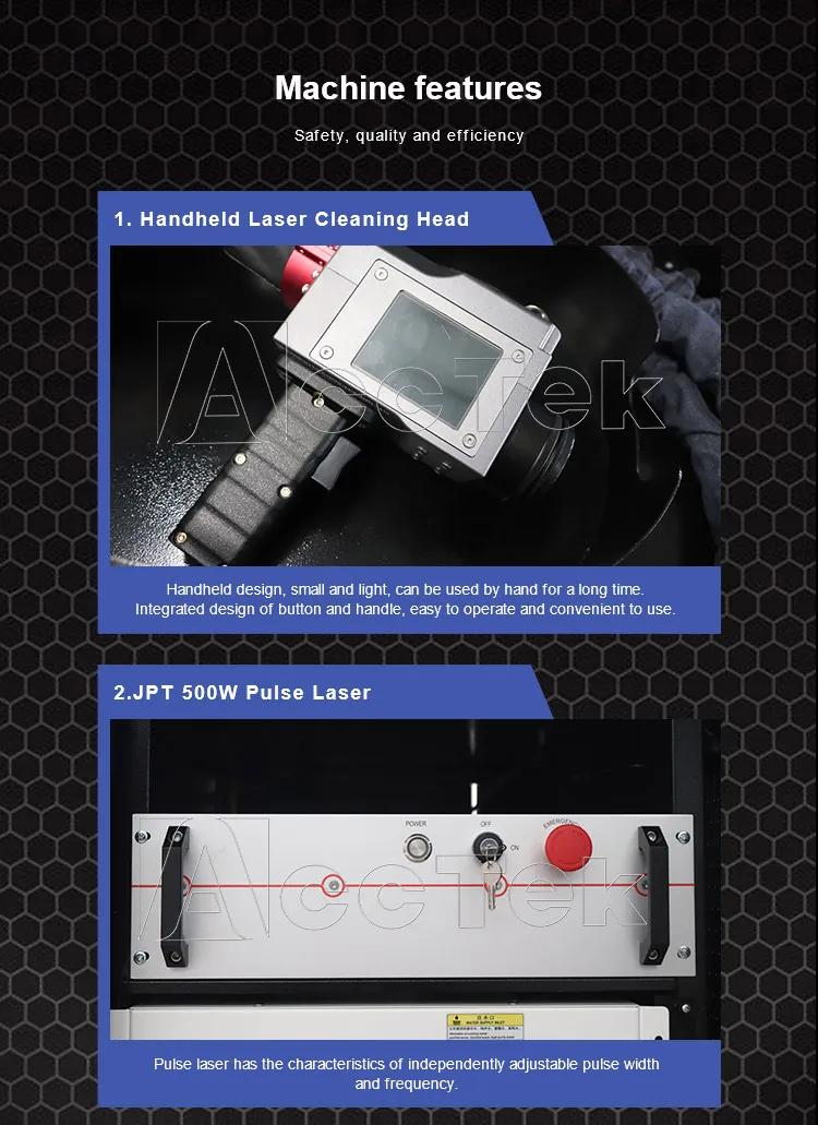 Portable 500W JPT Pulsed Laser Derusting Equipment ACCTEK for Safe Auto ...