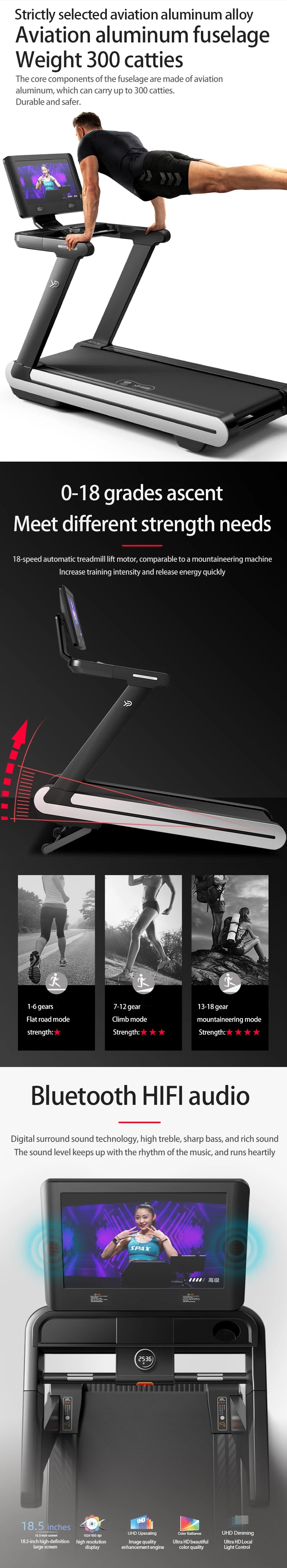 Ypoo Exercise Running Machine Big 18.5 Inch Screen Incline Semi ...