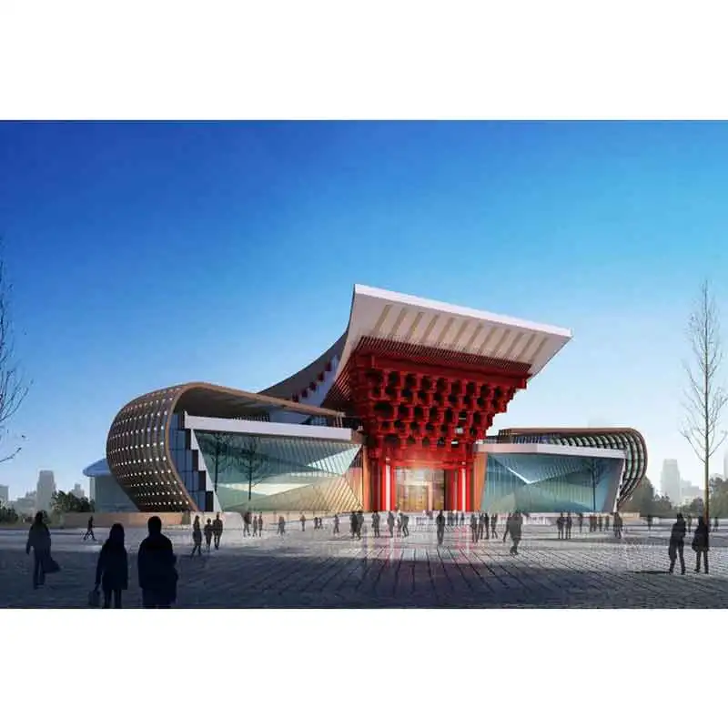 Prefab Conference Hall Convention Center Roofing Steel Frame Structure ...