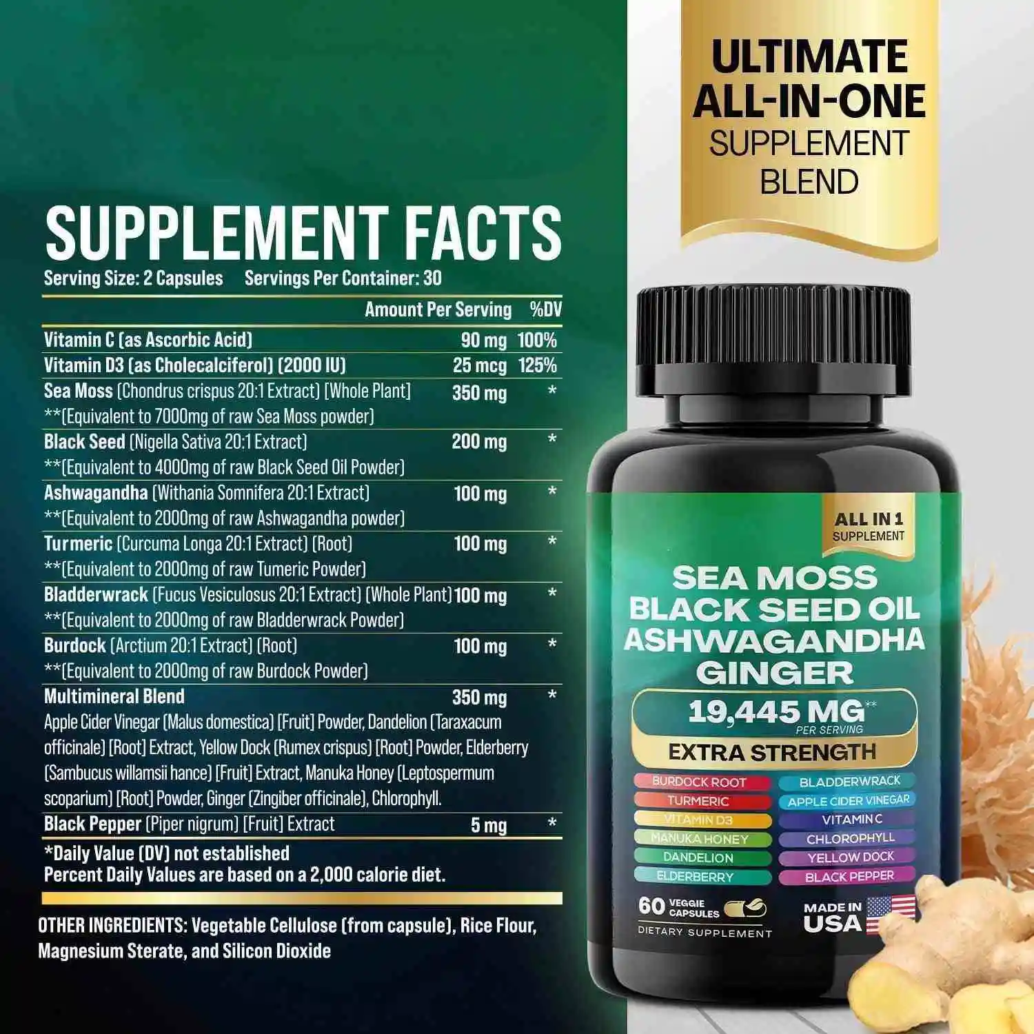 7000mg Sea Moss Capsules - All in 1 Supplements for Wellness