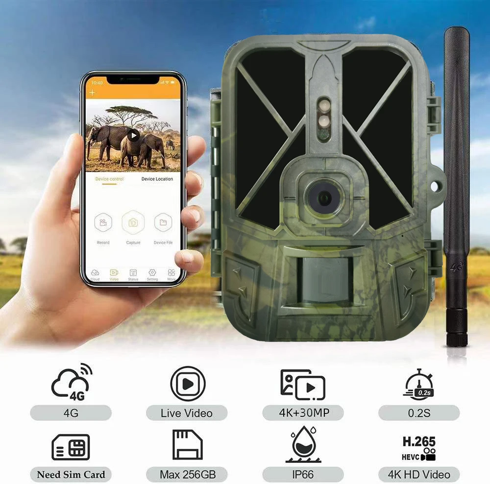 4K 32MP Trail Camera HC-940 Pro - Live Video App Sim 4G LTE
