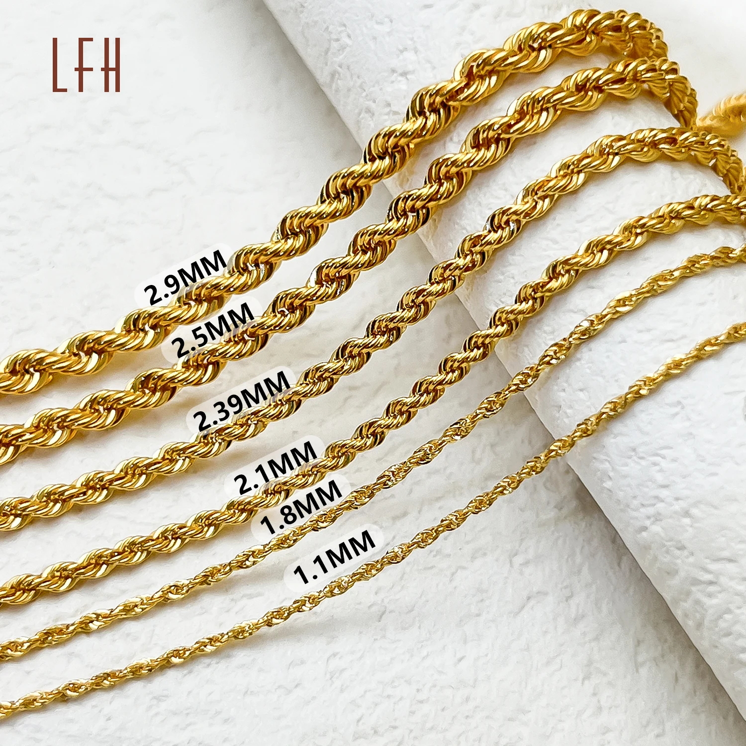 18k Gold Twisted Rope Chain Necklace For Men & Women - Customizable Oem