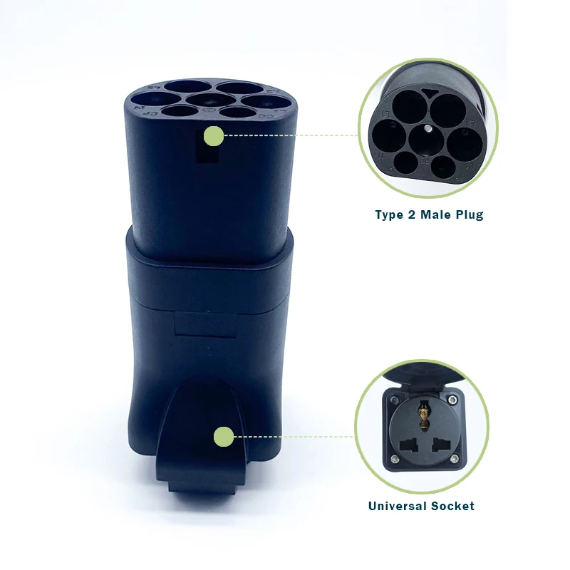 16A EVSE Adapter Portable EV Plug Type 2 Male EV Charger Station To ...