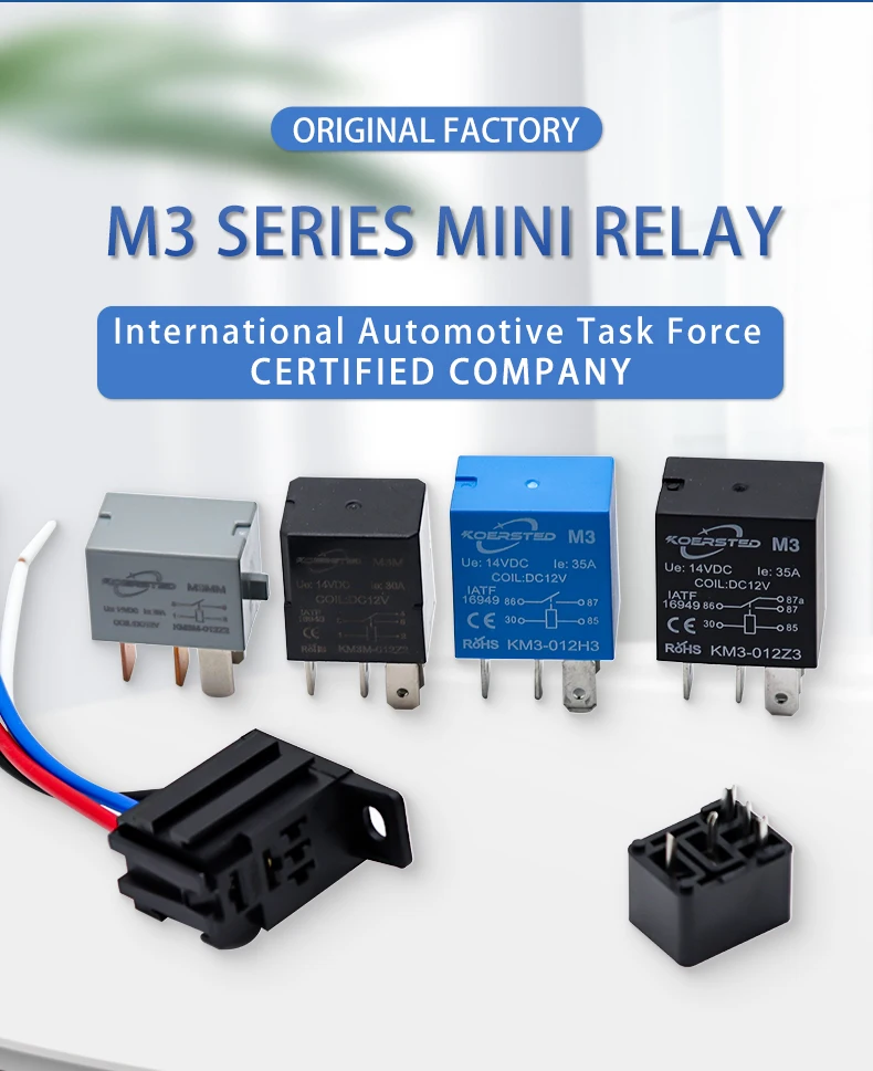 KM3 Series High Quality 30A/35A Mini Auto Relay 12V/24V 4P/5P Micro Car ...