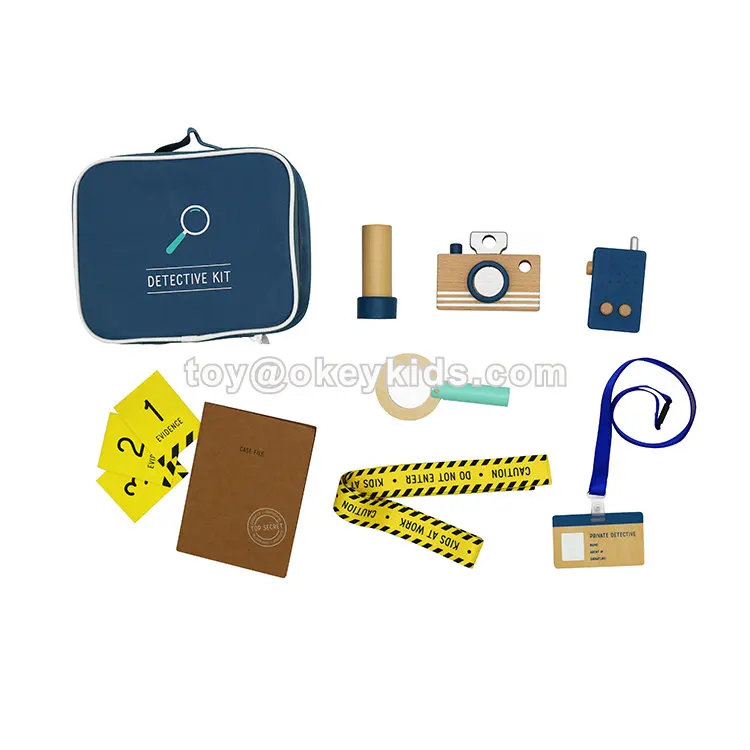 Customize Pretend Play Set Wooden Toy Detective Kit for Kids