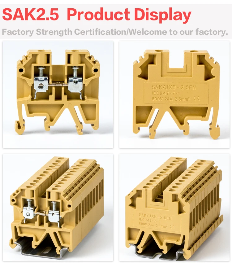 Sak2.5 Din Rail Terminal Block Sak2.5en Screw Terminal Jxb-2.5/35 Wire Connector Sak/jxb-2.5en ...