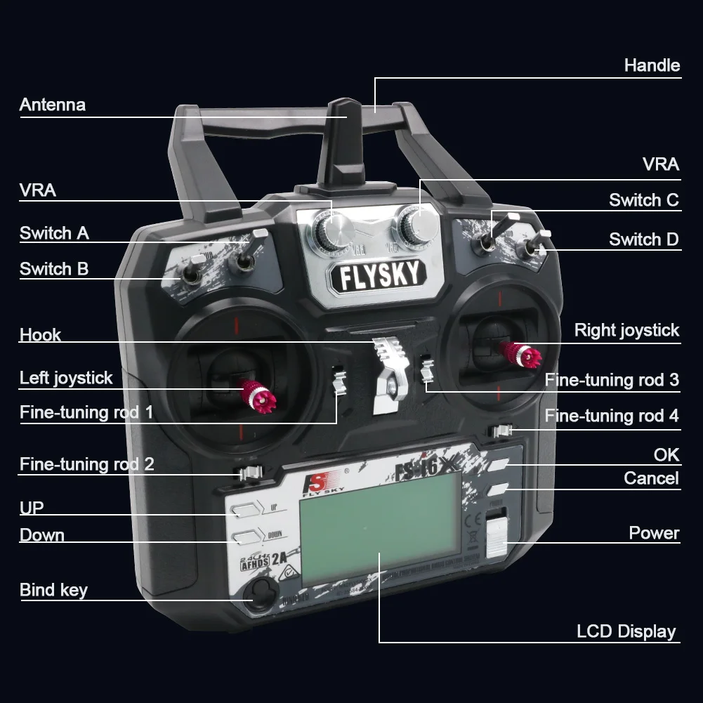 Flysky FS-i6X 10CH RC Transmitter & Receiver for Drones
