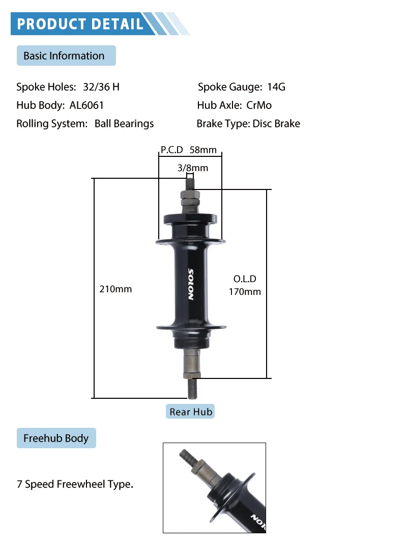 Solon Quick Release Fat Snow Beach Bicycle Hub For Rear Hub 170mm - Buy ...