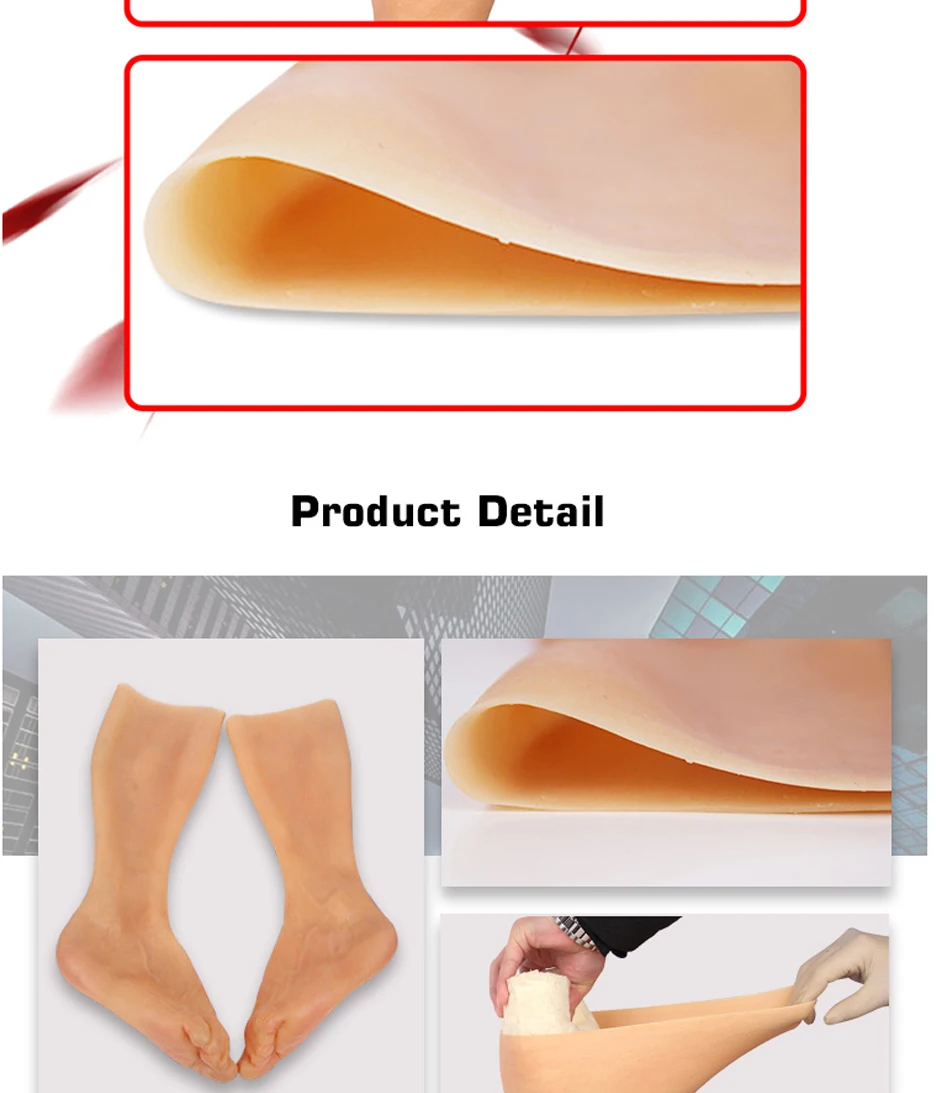 Silicone Foot Sleeves For Scar Cover In Cosplay & Prosthesis, 40cm, Oem