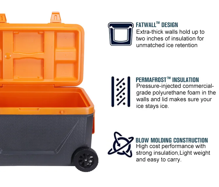 Custom Large Portable 45l Cooler Square Plastic Ice Chest Food Beer ...