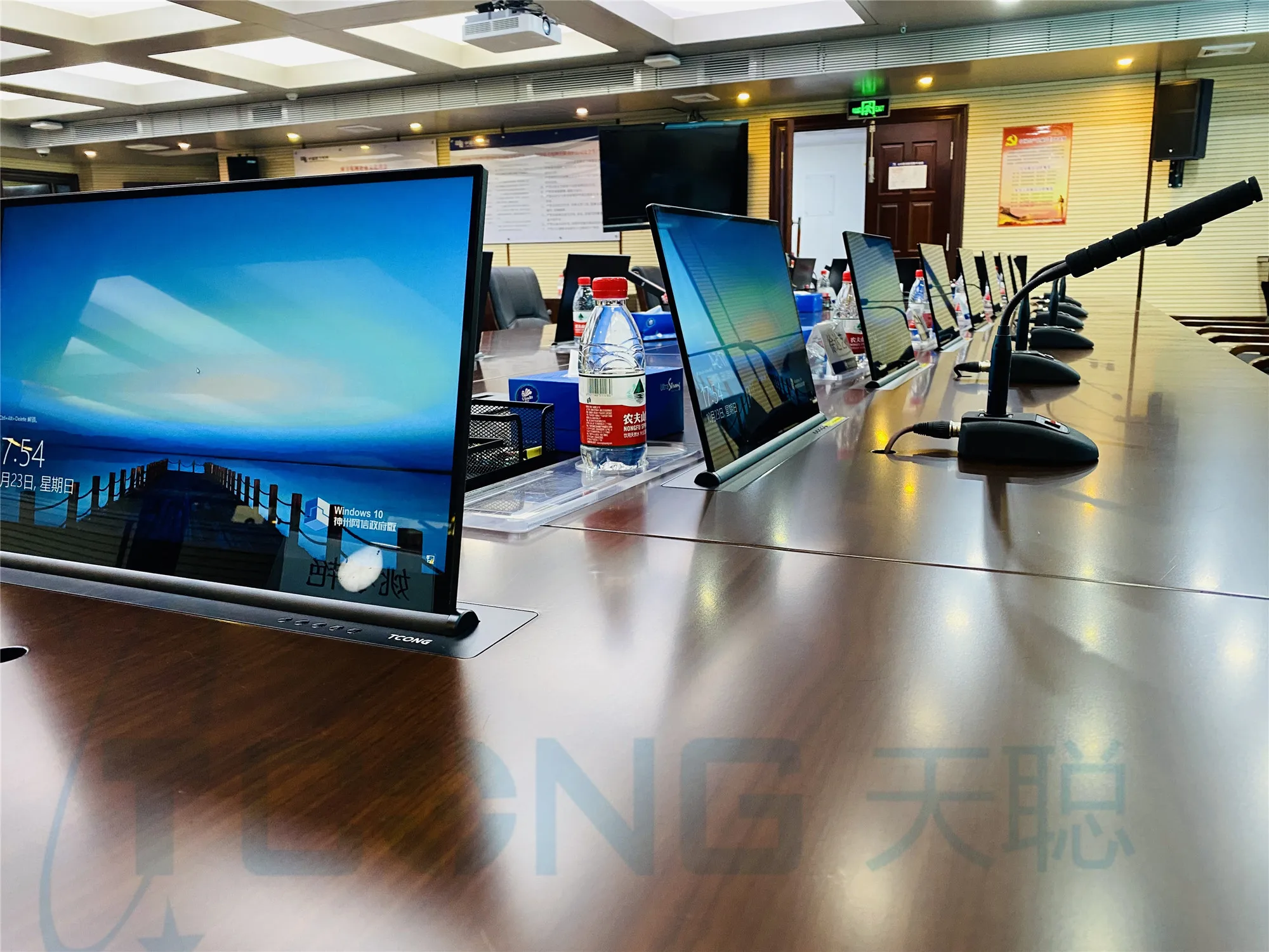 Double Screen AH Pop up Desk LCD Monitor Lift for Conferences