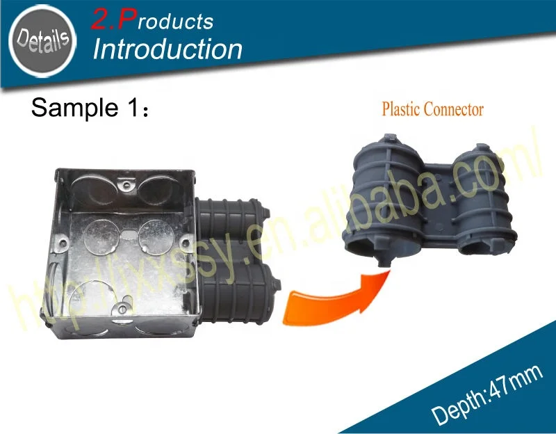 47mm Depth 7X7 Electrical GI Box with Three Plastic Connectors