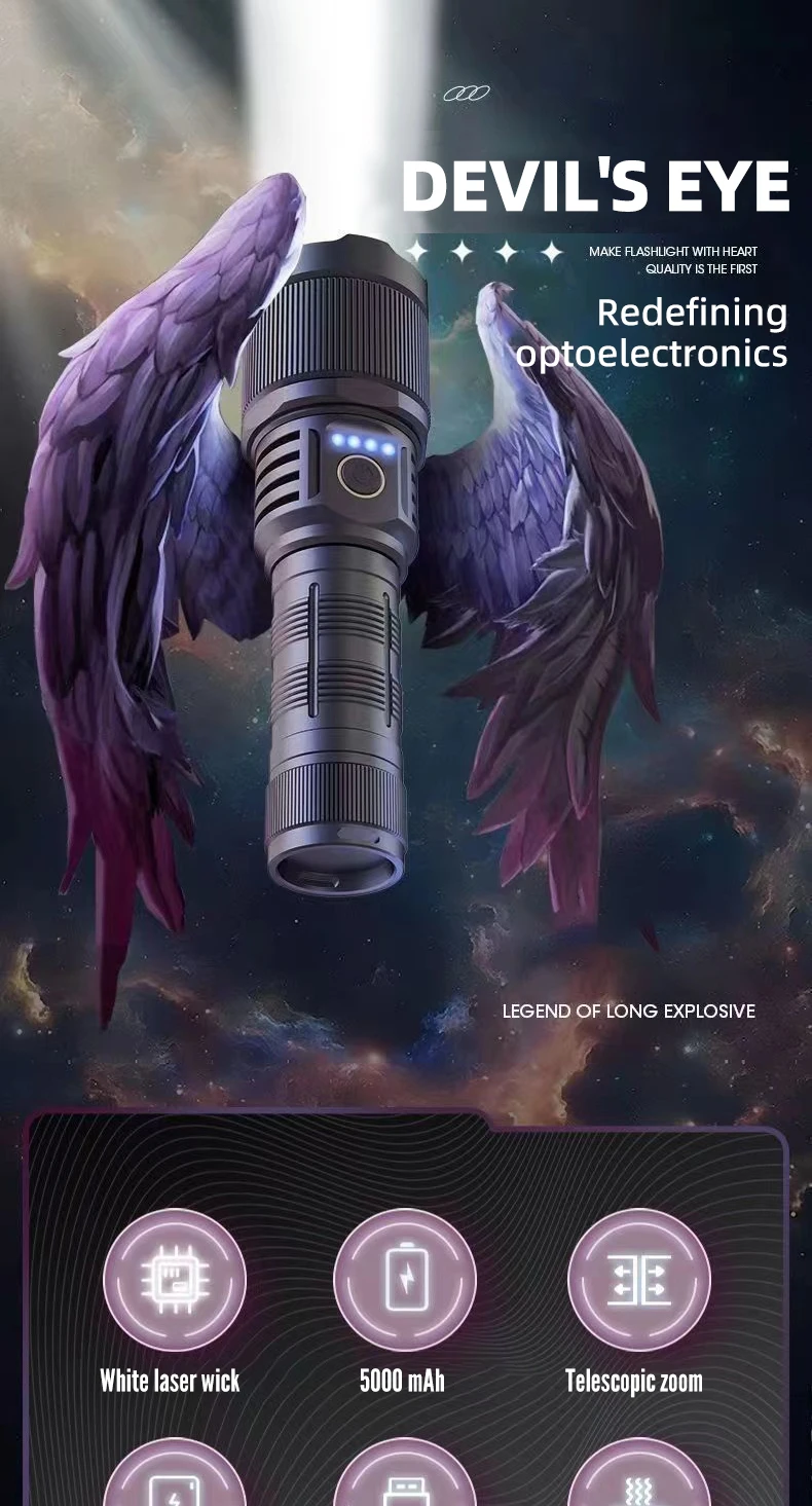 Zoom Rechargeable Tactical Throwing Torch Light Led Super Bright High ...