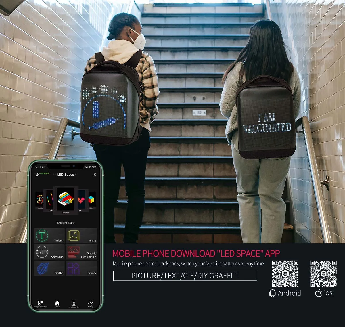 Waterproof APP Programmable Walking Billboard Led Lights Smart Gym ...