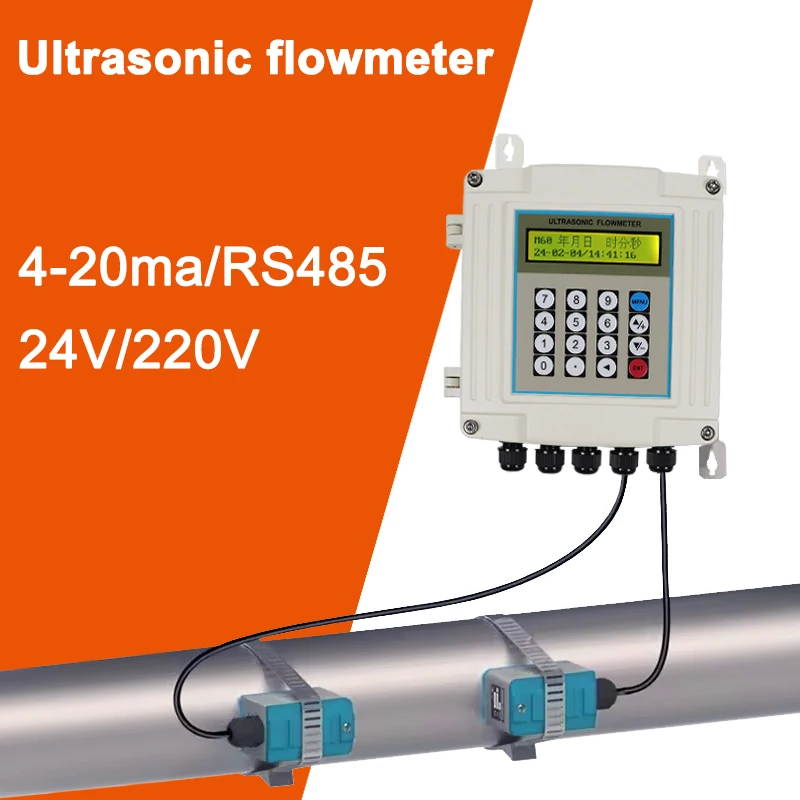 Factory Price RS485 pipe flowmeter clamp on ultrasonic water flow detector meter flowmeter water ...