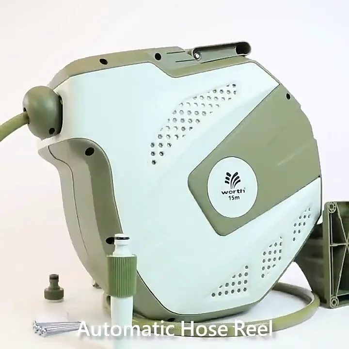 25 Meters Self Retracting Rotary Pvc Plastic Auto Garden Wall Mount ...