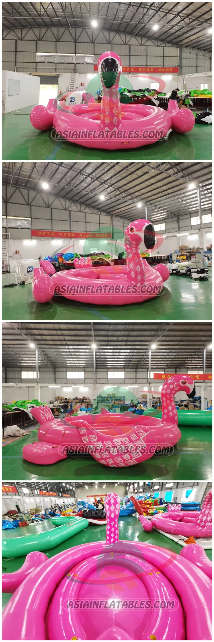 PVC Inflatable Floating Island 8-Person Multi-Use Flamingos Platform ...
