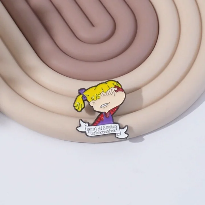 Cartoon Character Enamel Pins Custom Crying Girl Brooches Lapel Badges ...