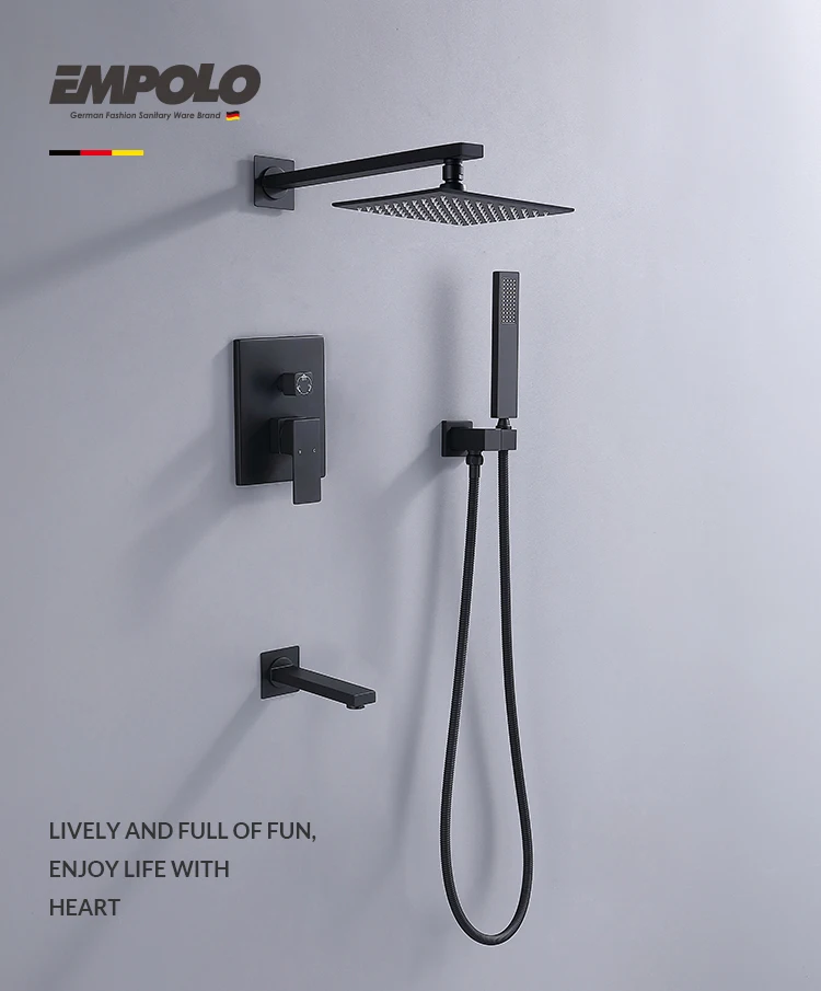Empolo Black Bathroom Heads Shower System - Modern & Durable