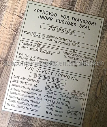 Stainless Steel Corrosion Preventive Iso Shipping Container Csc Plate ...