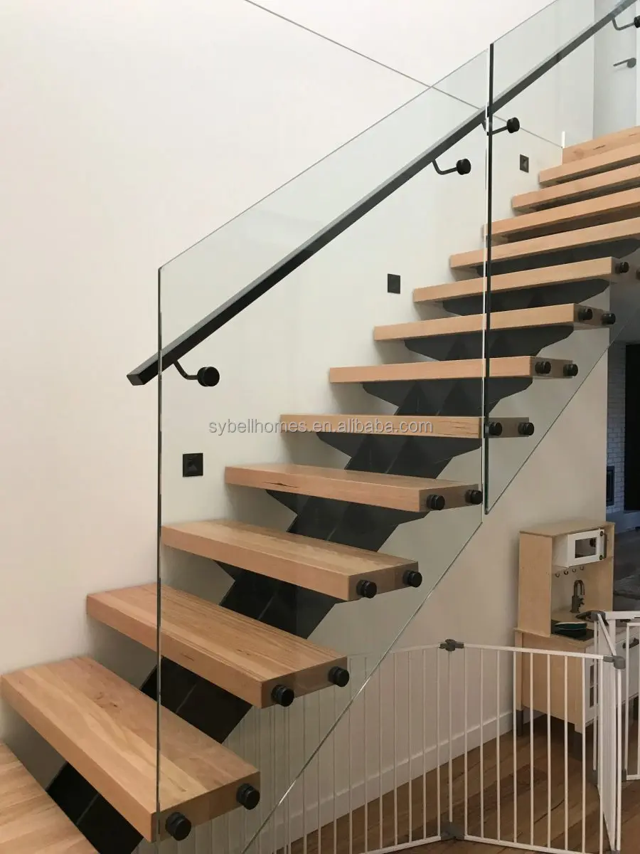 Mono Beam Staircase - Solid Wood, Glass & Stainless Metal