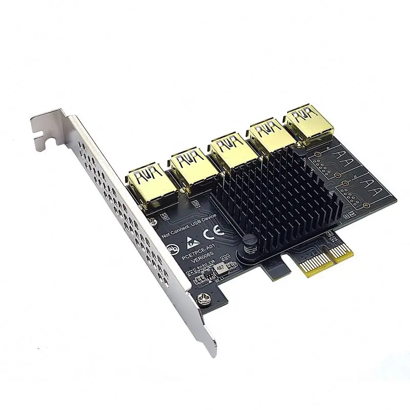Pcie To Pci-e Adapter 1 Turn 5 Pci-express Slot 1x To 16x Usb 3.0 ...
