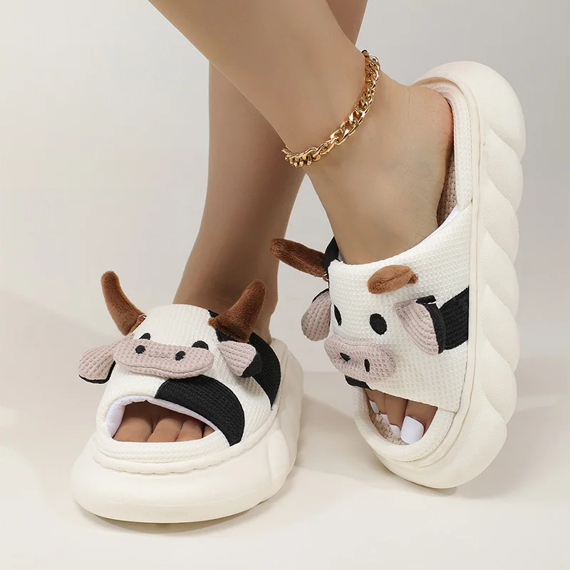 Creative Design Polyester Highland Cow Animal slippers Fashion Casual ...