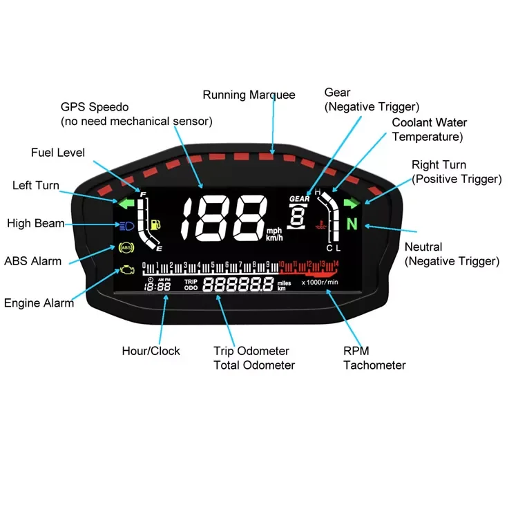 Factory Hot Selling Digital Night Lcd Motorcycle Dashboard 12V ...