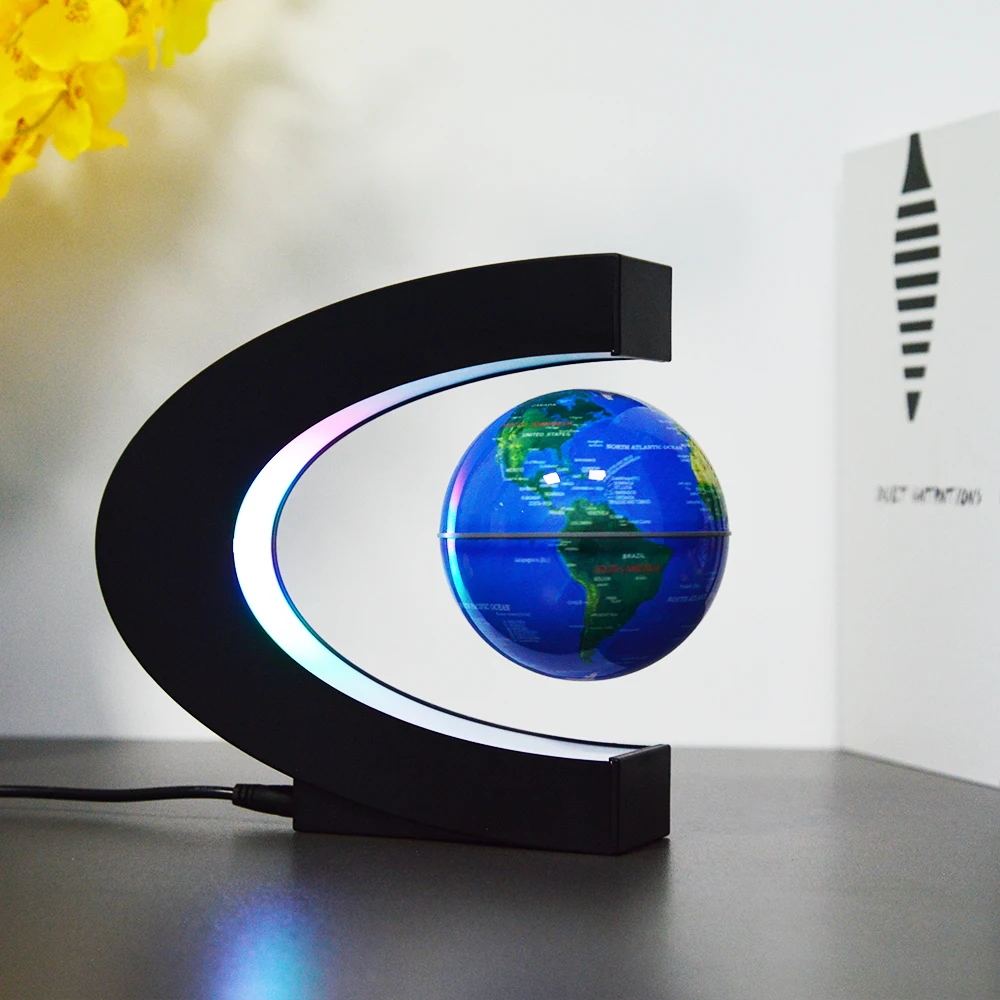 C Plastic Desktop Earth World Map Globe - Magnetic Float