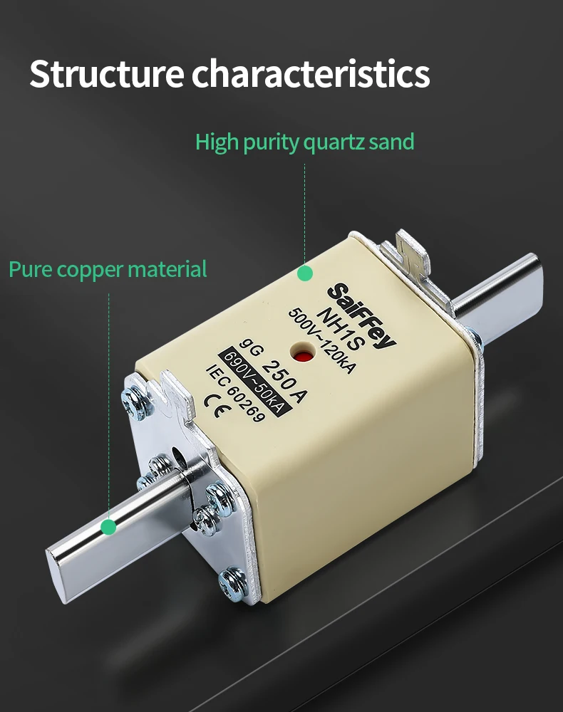 SAIFFEY FUSE LINK WITH INDICATOR NH1S 6-160A - Ceramic Material
