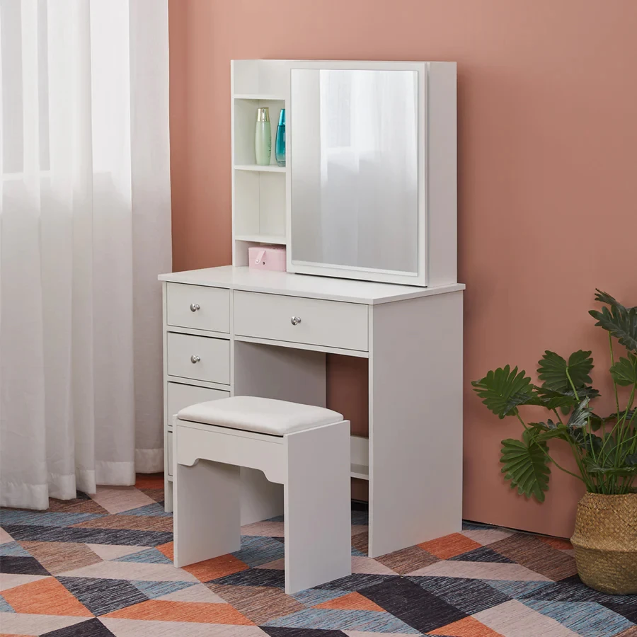 Led Light Dressing Sliding Mirror Set Makeup Vanities Mirrored Modern ...