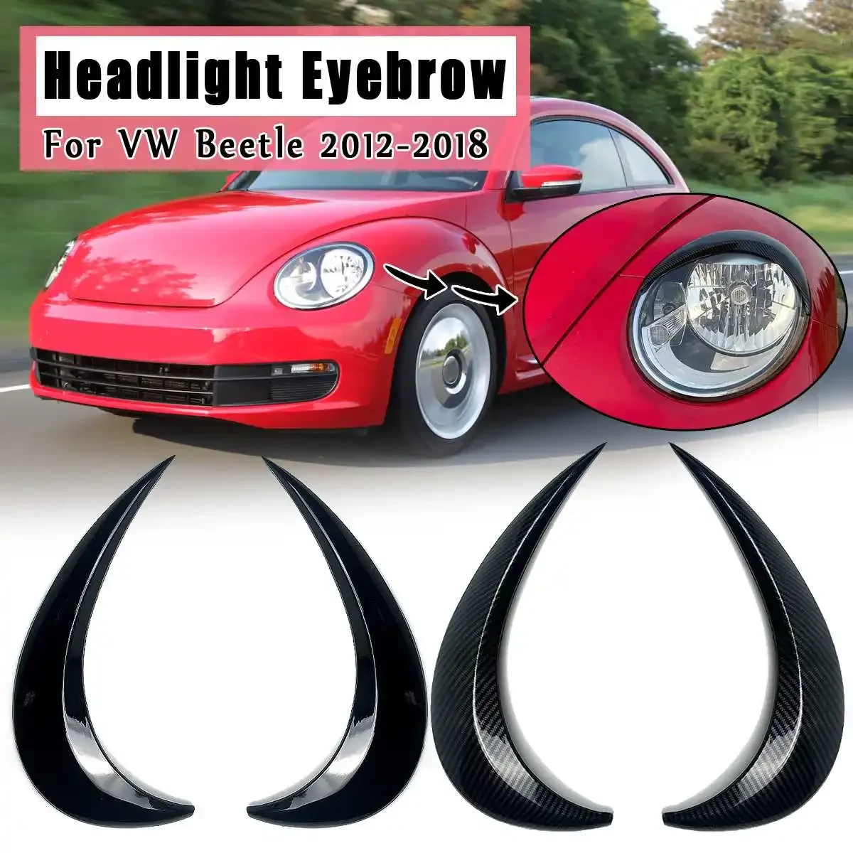 Car Headlight Eyebrow Eyelids ABS Stickers Trim Cover for VW for Beetle ...