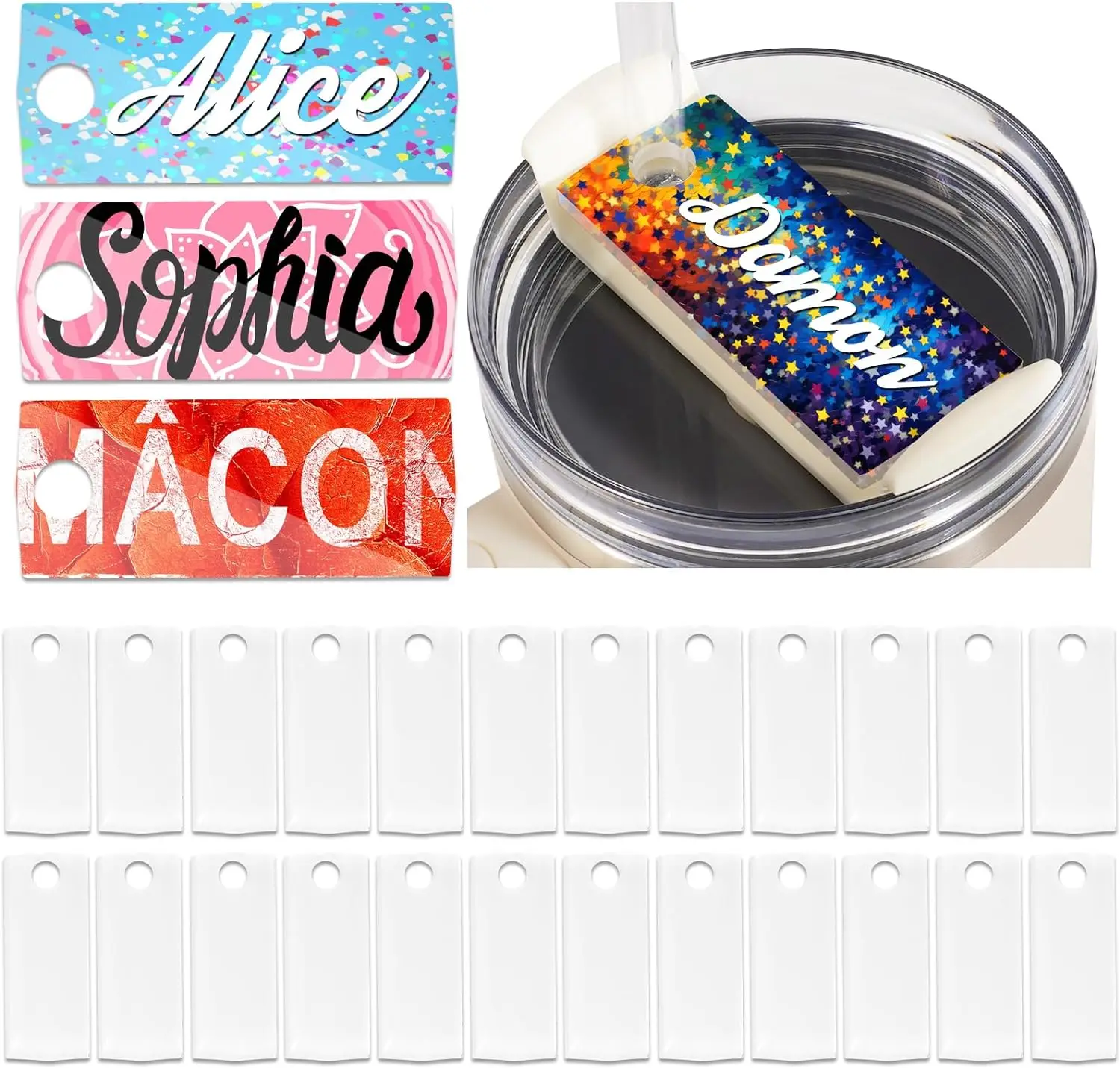 Custom Topper Lid Sublimation Name Plate Blanks Acrylic