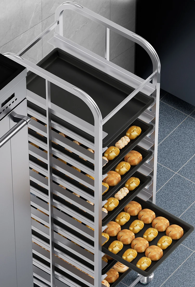 Stainless Steel Bakery Trolley Mobile Sheet Pan Racking Trolley Bakery ...