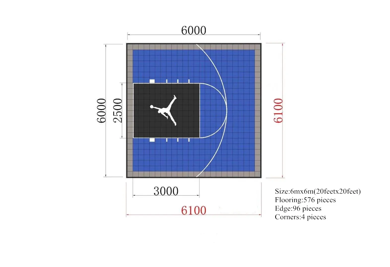 Outdoor Mini Half Basketball Court Flooring - Durable, Eco-Friendly ...