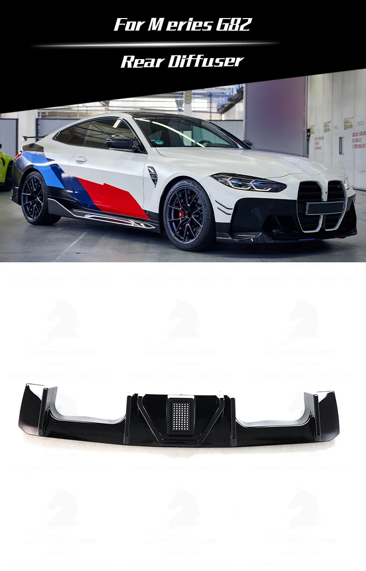 Gloss Black LED Light Rear Diffuser for BMW M3 M4 G80 G82 G83 2020+