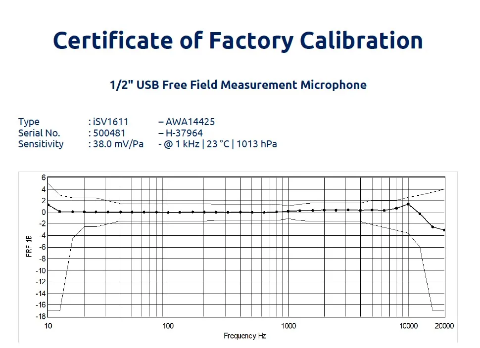 Calibrated 1/2" USB Microphone ISV1611 USB Microphone Capsule Class 1 ...