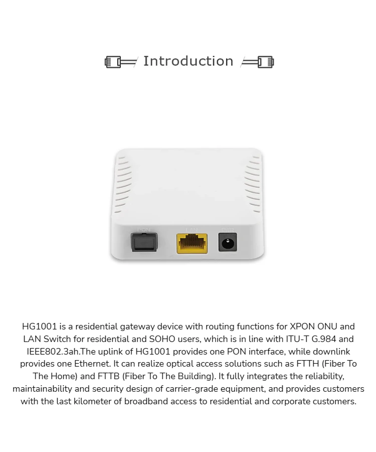 GPON XPON ONT ONU 1GE APC/UPC Router Fiber Optic Equipment For FTTH ...