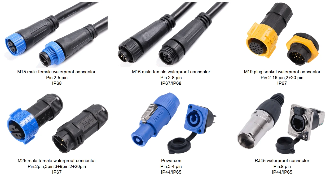 Jnicon M25 Wire To Wire Board Waterproof Cable Connector 2 3 4 5 Pole ...